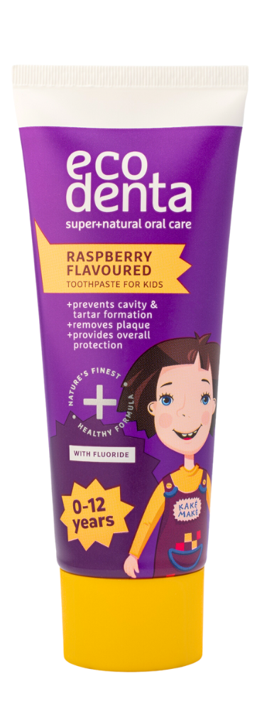 🍇 Ecodenta “KAKĖ MAKĖ” Raspberry barnatannkrem – leanbodyiceland